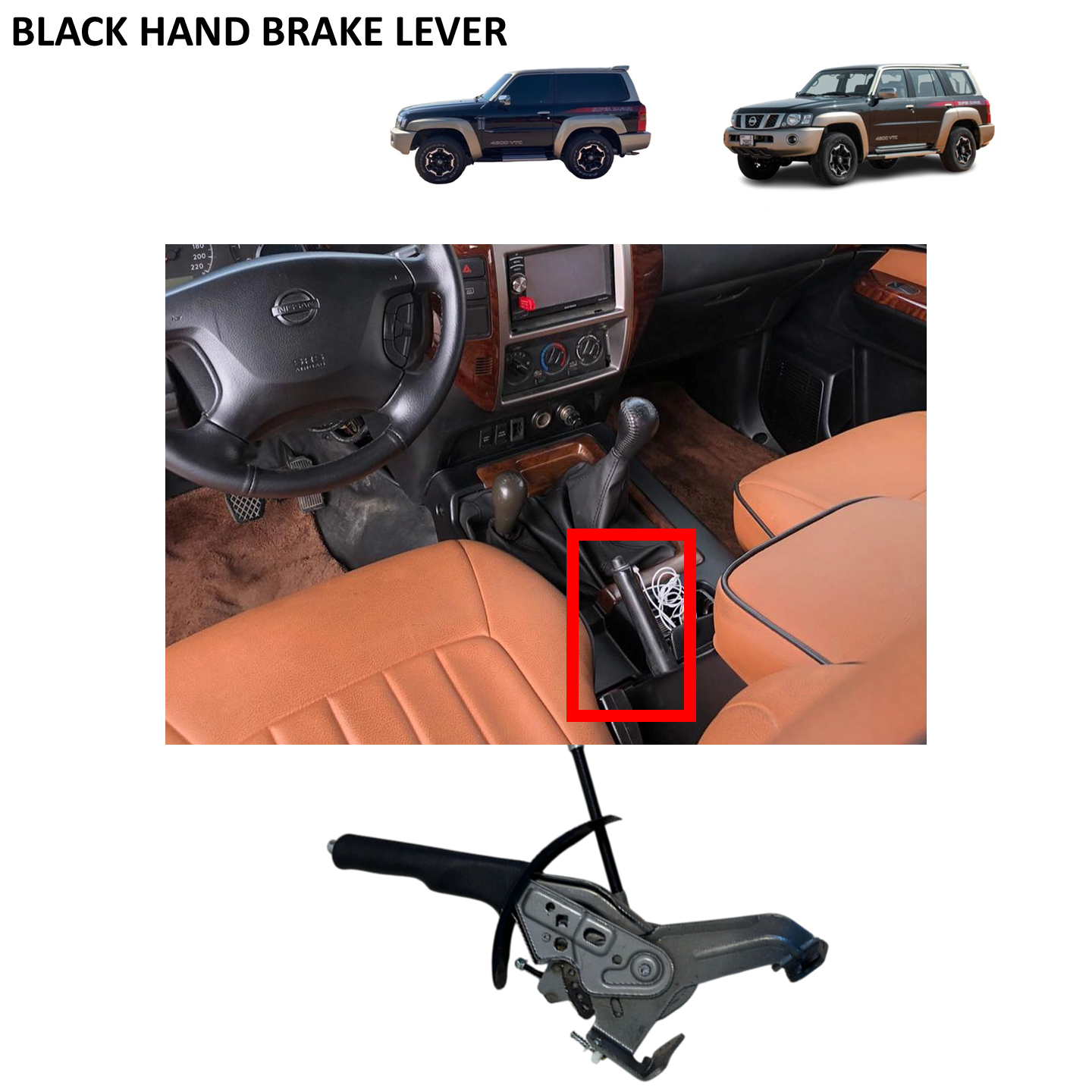 Handbrake Lever Black Nissan Patrol Y61 VTC GU – Miles A Part Auto